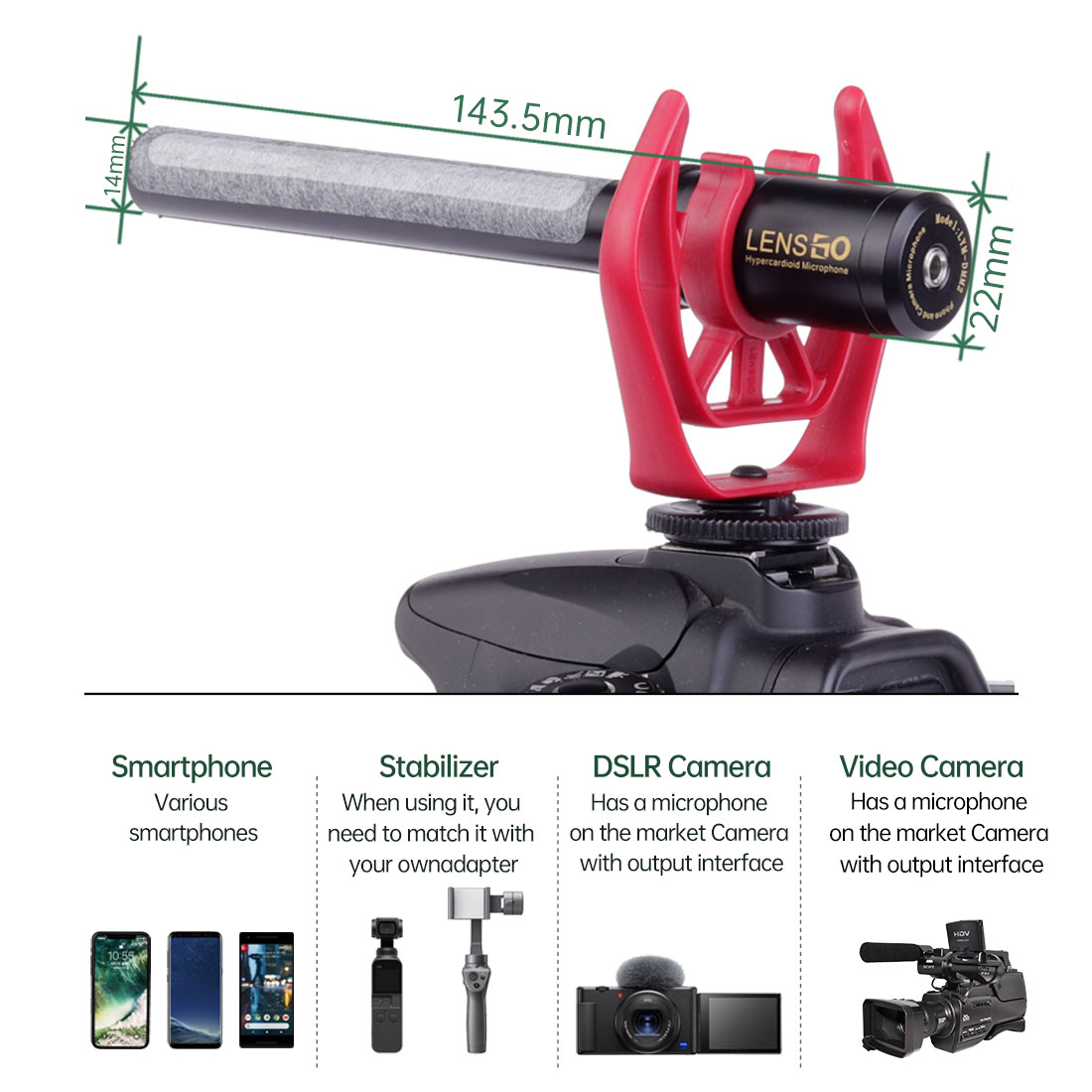 Lensgo LYM-DMM2 Ultracompact Camera-Mount Shotgun Microphone – General Pro