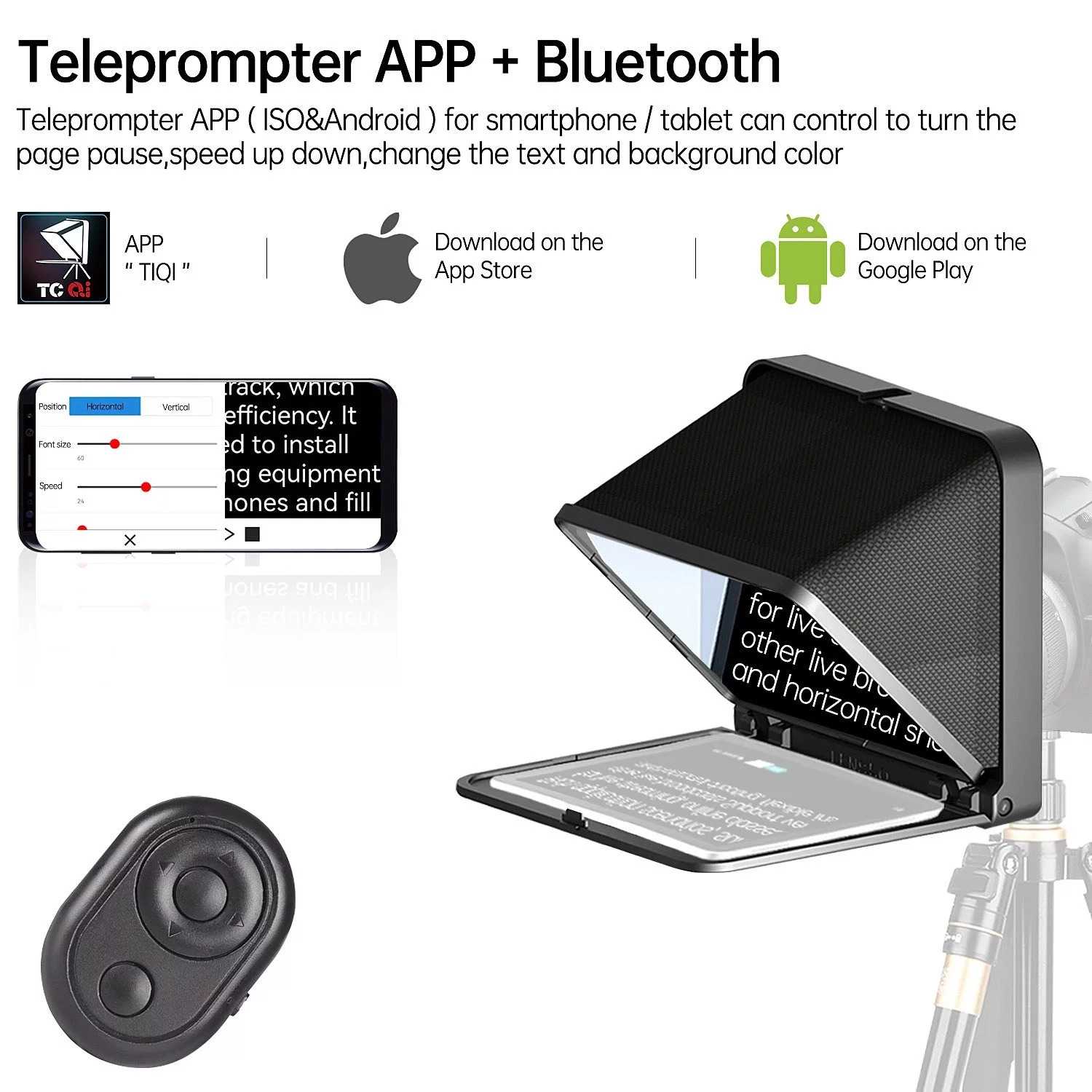 LENSGO TC7 Fold Prompter Portable Teleprompter For Phone Camera for ...