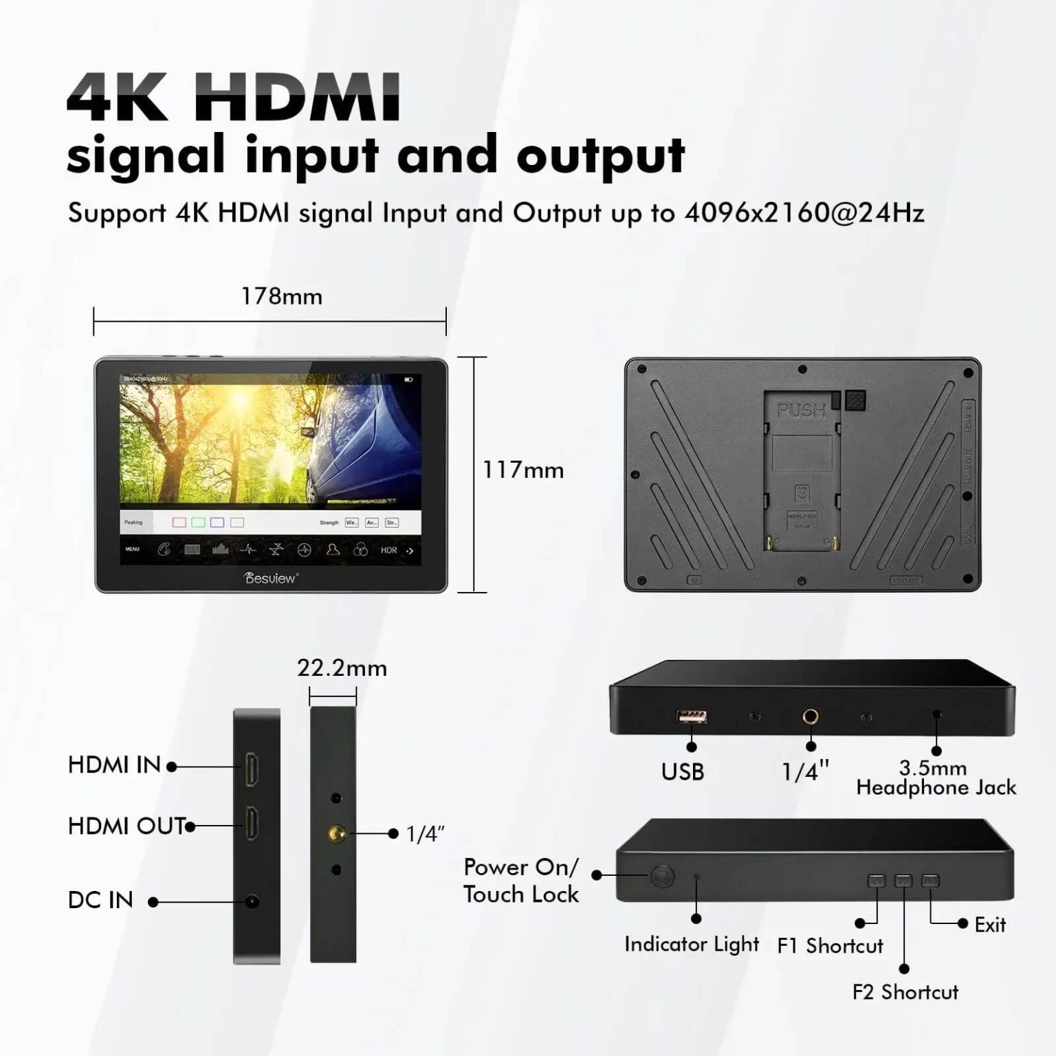 Desview R7II Camera Field Monitor 7 inch 2600nits Touch Screen ...