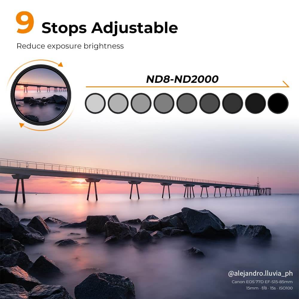 K&F Concept 67MM ND8-ND2000 Variable ND Filter (3-11 Stop) – A-Series ...